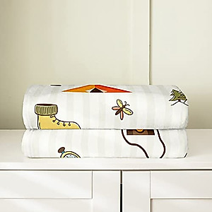 Camping Theme Lightning Fleece Blanket,Cartoon Trailer RV Tent Pattern Bed Blanket for Adults Teens,Camper Hiking Room Decor,Super Soft Flannel Blanket,40"x50"