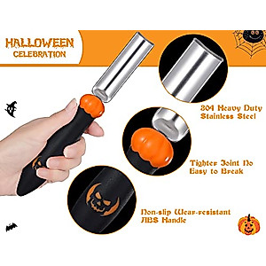 NESSTU Halloween Pumpkin Carving Kit Tools 23 PCS Heavy Duty Stainless Steel Pumpkin Carver Set with Stencils Candles, Lengthening and Thickening Simple & Safe Carving Tools for Kids & Adults