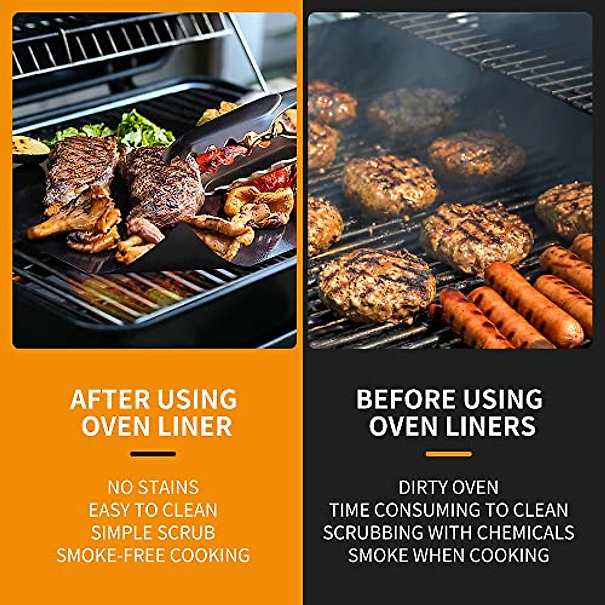 4 Pack Large Oven Liners for Bottom of Electric Gas Oven Reusable, Thick Heavy Duty Nonstick Teflon Oven Mat, Heat Resistant Grill Mats Outdoor, Easy to Clean Gas Stove Liners