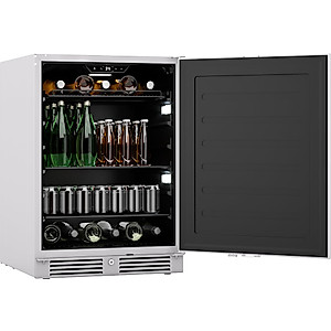 Zephyr Presrv 24 Inch Outdoor Wine Fridge & Beverage Refrigerator Single Zone Under Counter - Drink Chiller Freestanding Stainless Steel Door - 136 cans (Single-Zone Outdoor Wine & Beverage Cooler)