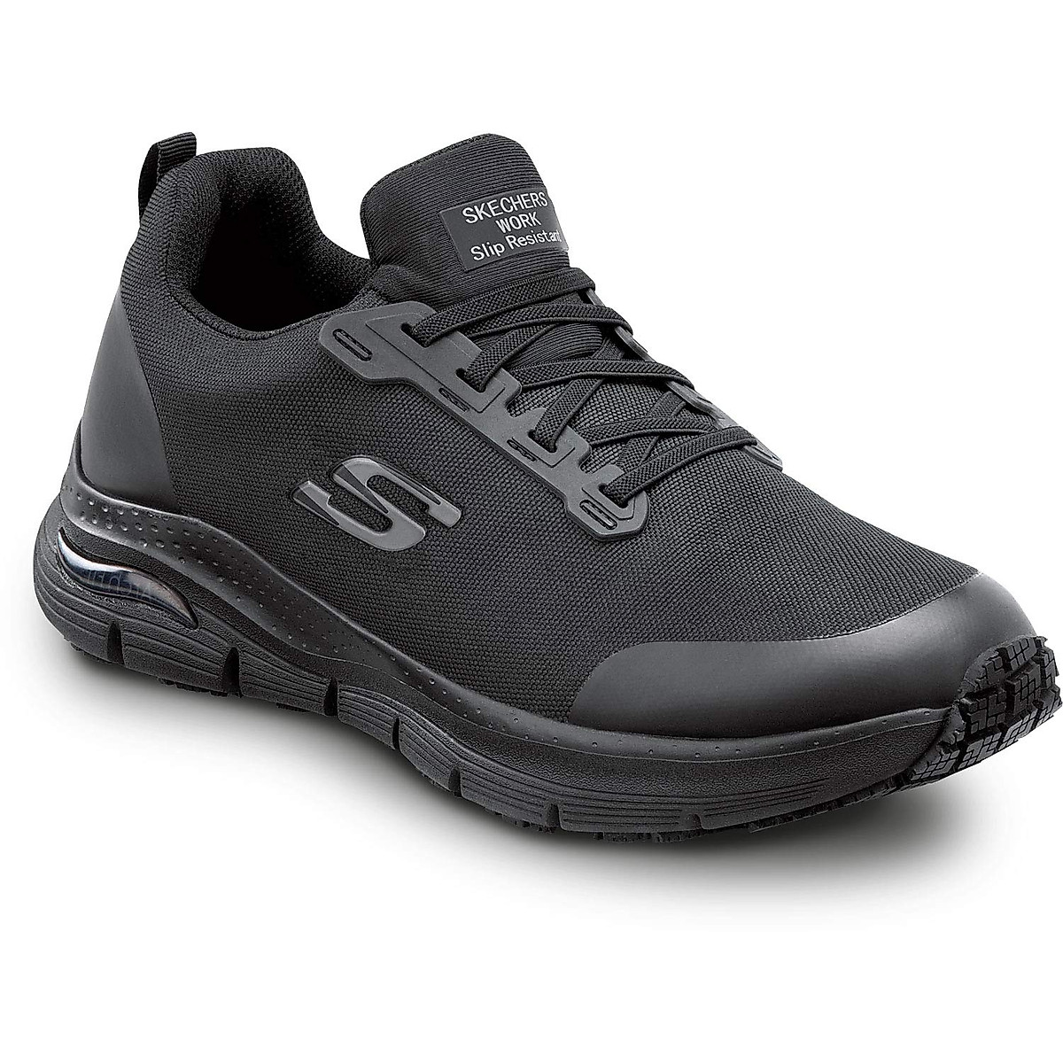 Skechers Work Arch Fit Jake, Men's, Black, Slip On Athletic Style, MaxTrax Slip Resistant, Soft Toe Work Shoe (10.0 M)