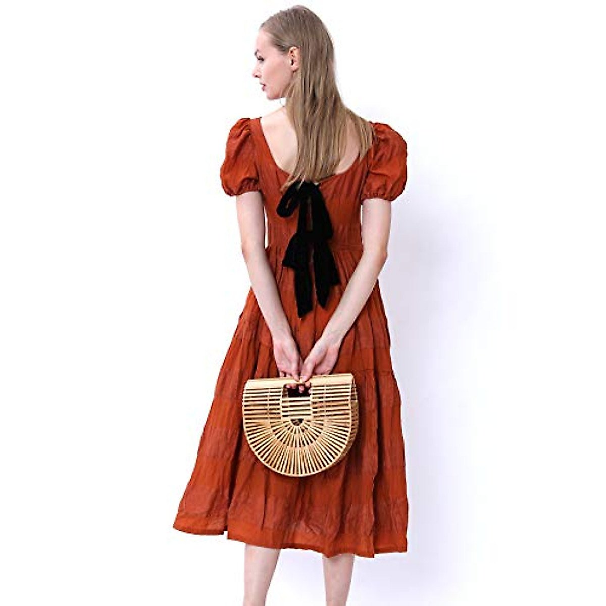 Miuco Womens Bamboo Handbag Handmade Large Tote Bag Size Small