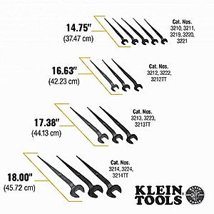Klein Tools 3212TT Construction Spud Wrench with Tether Hole, 1-1/4-Inch Nominal Opening, 3/4-Inch Bolt for US Heavy Nut