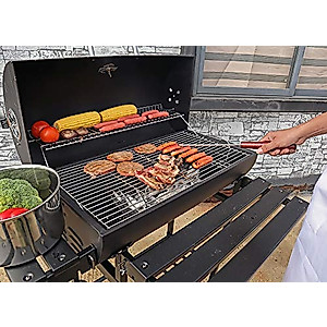 PEPKICN 15 Inches Food Flipper - Stainless Steel BBQ Meat Turner Hook with Wooden Handle for Grilling & Smoking