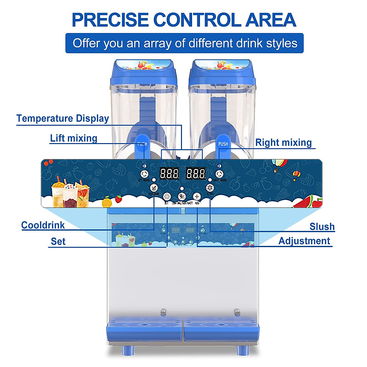 BZD Commercial Slushie Machine - 1000W 30L Tanks Commercial 110V Slushy Maker Machine 304 Stainless Steel Margarita Machines Efficient Cooling The Ideal Slushie Machine for Bars Cafes Restaurants