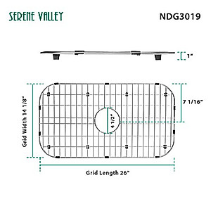 Serene Valley Kitchen Sink Bottom Grid and Sink Protector NDG3019, 304 Premium Stainless Steel, dim 26" x 14 1/8"