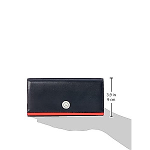 Kitamura NH0779 Long Wallet, Coin Purse, L-Shaped Type, Dark Blue/Red, Navy Blue 10701