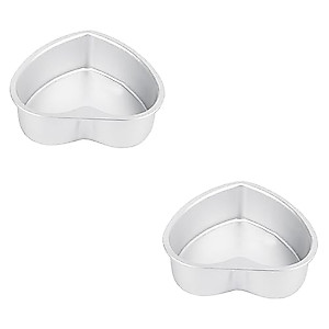 Abaodam 2pcs Bottom Casting Chiffon Oven Sliver Shaped Inches Pansmini Valentines Bread Day Inch Decor Tins Alloy Molding Cutter Pans Detachable for Bakeware and with Brownies