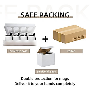 AGH Sublimation Coffee Mugs Blank 11 oz, White Straight Ceramic Cups with Black Interior, Handle, Spoon, Bulk Bundle Set of 12