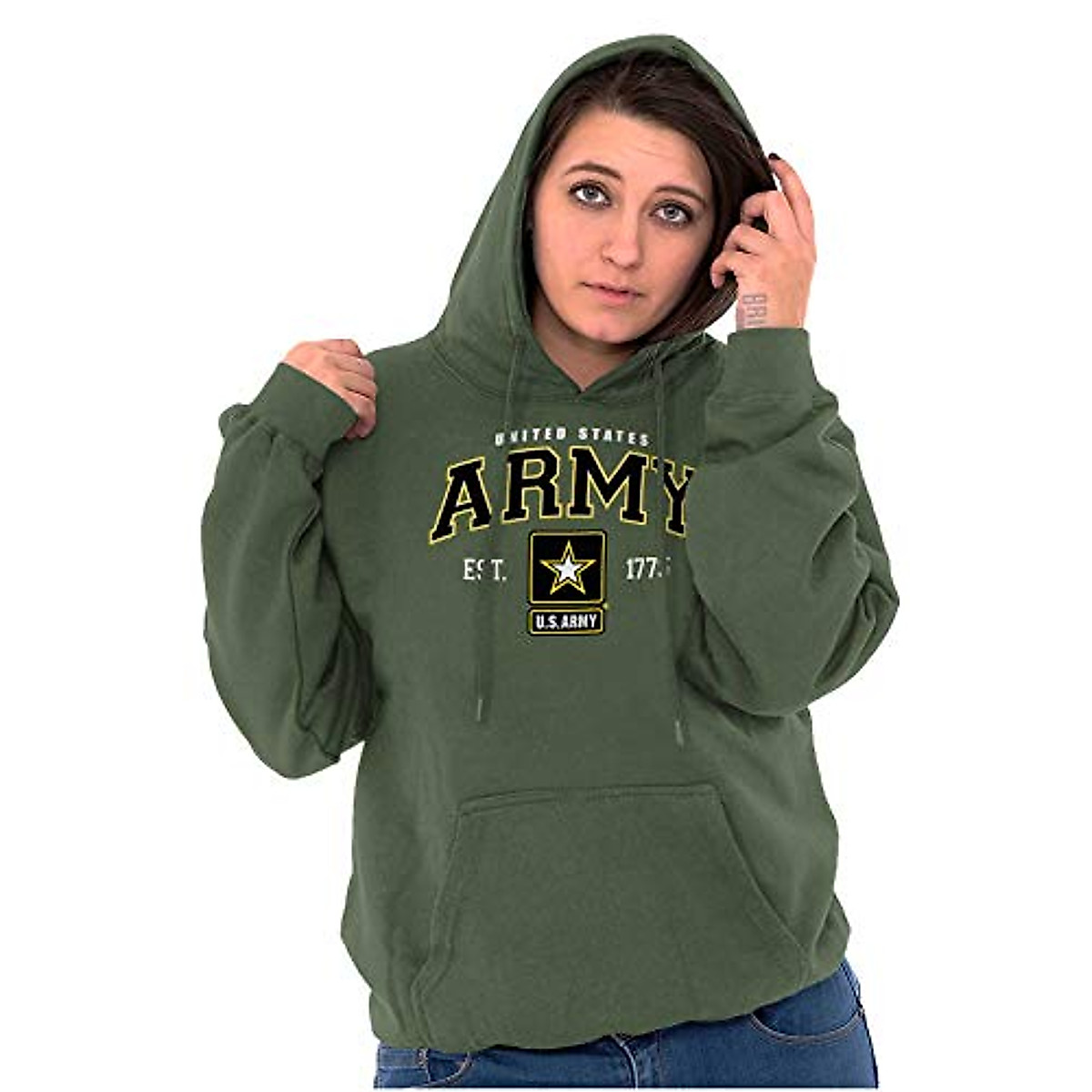 Brisco Brands US Army Pride United States Military Hoodie Sweatshirt Women Men
