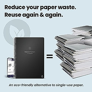 Rocketbook Planner & Notebook, Fusion : Reusable Smart Planner & Notebook | Improve Productivity with Digitally Connected Notebook Planner | Dotted, 8.5" x 11", 42 Pg, Infinity Black, with Pen, Cloth, and App