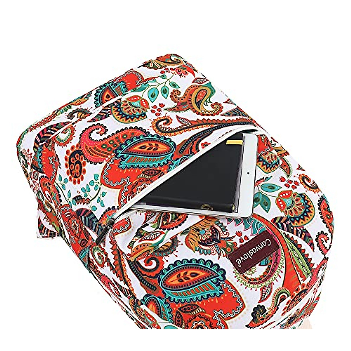 Canvaslove Paisley Waterproof laptop backpack with Massage Cushion Straps and USB charging port for laptop up to 15 inch Men Women Student Outdoor Travel Backpack