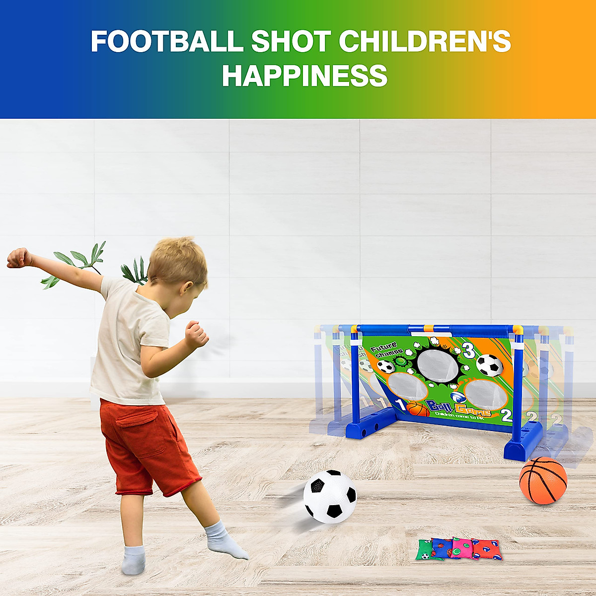 Electric Moving Football Goal Net Set, Football Target Toss with Footballs and Pump,Interactive Training Game Toys for Indoor Outdoor Sports Ball Game, Gift for Boy Girl 3 4 5 6 7 Year