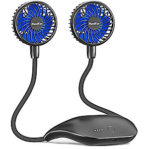 HandFan 10000mAh Portable Neck Fan Rechargeable, Wearable Personal Fans for Neck, Hands Free Necklace Fan Battery Operated, for Man Women Travel Hiking Cycling Outdoors