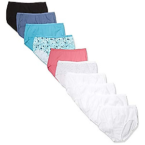 Just My Size Women's Plus Size Cool Comfort Cotton Brief 10-Pack, Assorted, 11