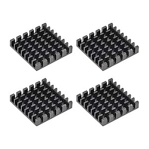 uxcell 5x25x25mm Black Aluminum Heatsink Thermal Adhesive Pad Cooler for Cooling 3D Printers 4Pcs