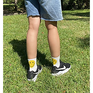 holawit Happy Face Fun Design Positive Smile Back Point Quarter Socks 4P Set