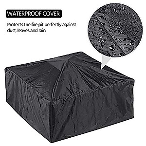 Topeakmart Outdoor Metal Fire Pit Table Multifunctional Backyard Patio Garden Square Stove, 32in Diameter Wood Burning Fireplace with Waterproof Cover