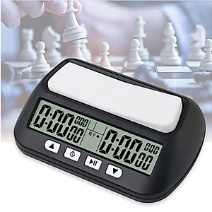 MOSTRUST Chess Clock Digital Chess Timer Professional for Board Games with Alarm, 3-in-1 Multifunction Portable Chess Clock, 2 AA Battery Included (Black)