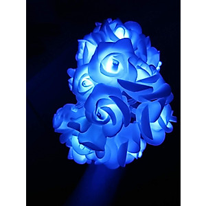 Fantasee - LED Rose Flower String Lights Battery Operated, Decoration Rose Lights for Wedding Propose Marriage Home Room Party Birthday Festival Indoor Outdoor Decorations, 6.6ft 20 LEDs (Blue)