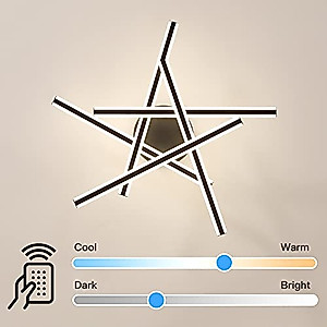 YEEZONE Modern LED Ceiling Light, LED Flush Mount Light, with Memory Remote Control Dimmable 3000K-6500K for Dining Room, Living Room, Kitchen, Bedroom, Office (Black)