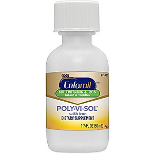 Enfamil Prenatals & Baby Vitamin Poly-Vi-Sol with Iron Multivitamin Supplement Drops for Infants and Toddlers, 50 mL dropper bottle, (Pack of 2)