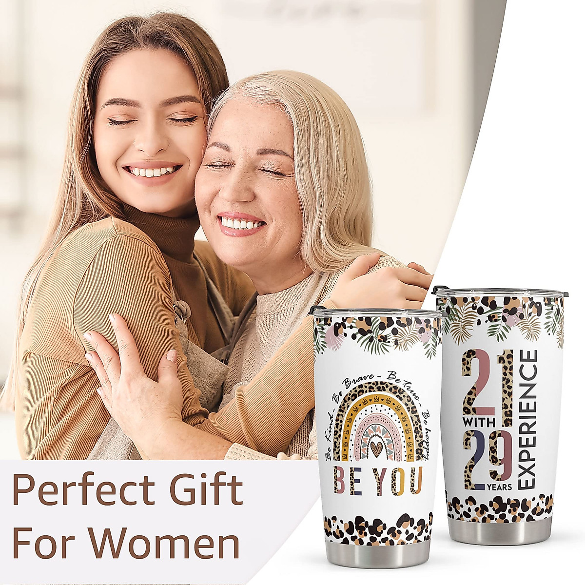 Macorner 50th Birthday Gifts for Women - Stainless Steel Tumbler 20oz - 50 Years Old Birthday Gifts for Women - Gifts for Women Bestie Friends Sister Coworker Mom Wife 21 With 29 Years Experience Gift
