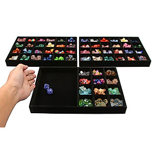 Forged Dice Co. Dice Display Case and Rolling Tray with 3 Removable Divided Dice Trays - Storage Box Holds up to 720 Metal or Plastic Polyhedral Dice Sets - Great for Dice Collectors or RPG D&D Games