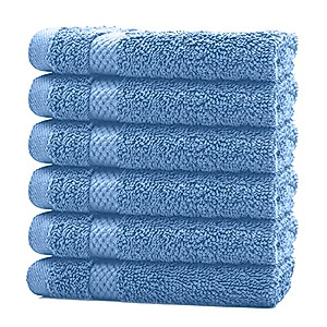 DAN RIVER 100% Cotton Face Towels 12 Pack - Premium Quality Washcloths Soft and Highly Absorbent Towels for Bathroom, Spa, Gym - Quick Dry Essential for Body and Daily Use 12x12 in, 600 GSM – M Blue