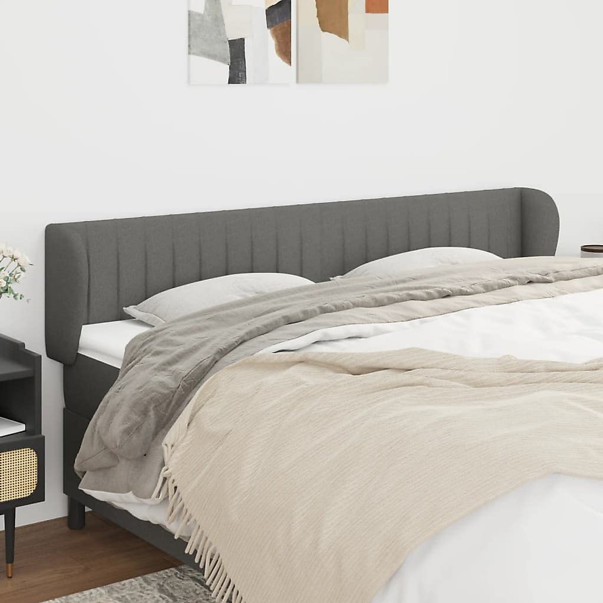 Penau Headboard with Ears Dark Gray 72"x9.1"x30.7"/34.6" Fabric Transform Your Bedroom Aesthetic Classic Design, Modern Comfort