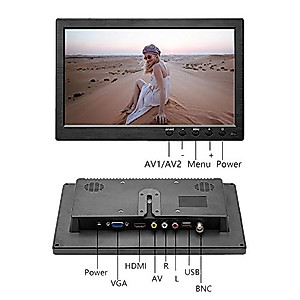 EKAT LCD Security CCTV Monitor, 10.1 Inch HDMI Camera Monitor HD 1024X600 with BNC, AVI, VGA, HDMI Input Cable,Compatible with PC CCTV Security Camera Car DVR