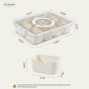 Divided Serving Tray with Lid & Handle - Portable Snackle Box Charcuterie Container for Snack Platters - 8 Compartments Snack Boxes for Candy, Fruits, Nuts - Perfect for Party, Entertaining