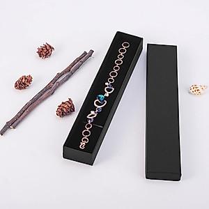 24 Pcs Gift Box Set, Cardboard Jewelry Necklace Gift Boxes Cotton Filled Cardboard Paper Jewelry Box Gift Cases Bulk for Wedding, Engagement, Anniversaries, Christmas, 8.2 x 1.57 x 1.18Inches (Black)