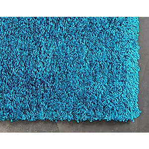 Unique Loom Solid Shag Collection Area Rug (8' x 10' Rectangle, Turquoise)