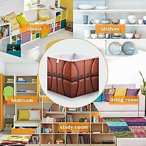 Bolaz Basketball Ball Texture Closet Organizers Storage Cubes Storage Bins Shelf Baskets Containers for Home Kids Room Toys Office