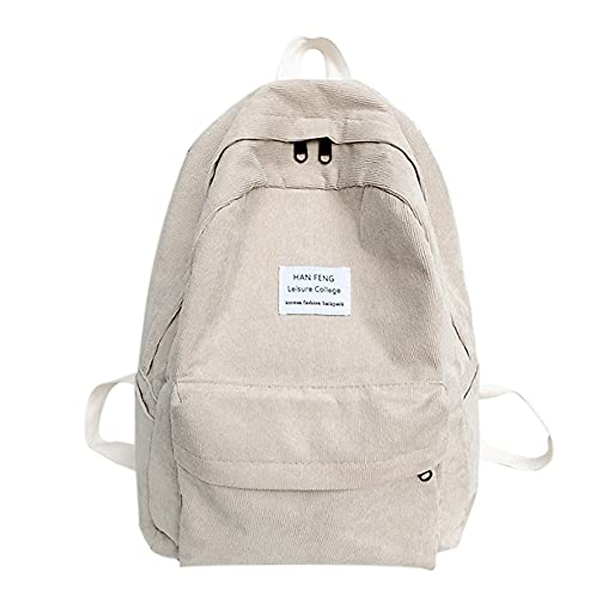 Van Caro Corduroy School Backpack Large College Backpack Casual Bookbag Laptop Backpack Computer Bag Travel Daypack for Girls Boys Teens,Khaki(no Pendant)