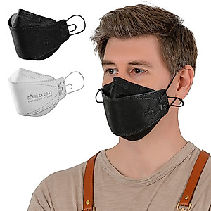 BOTN 23Pack KF94 Protective and Safety Mask for Adult, Adjustable Strap and Made in Korea, 4-Layer Filter and 3D Design (Black, Large)