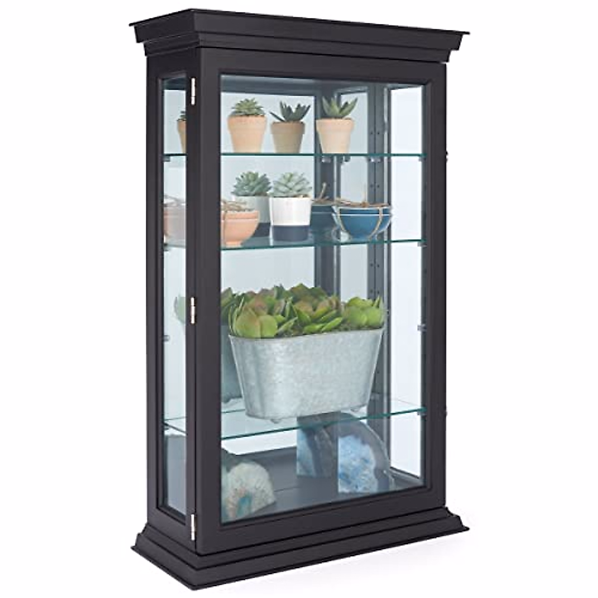 Displays2go 20" Countertop/Wall Mount Display Case, Adjustable Shelves, Locking - Black (DCC2033BK2)