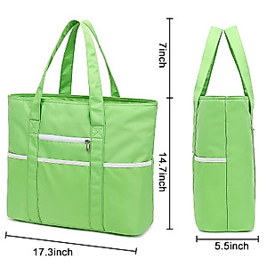 LEDAOU Large Beach Tote Bag Women Beach Bag Waterproof Sandproof Pool Bag with Zipper Travel Gym Tote Bag (Green)