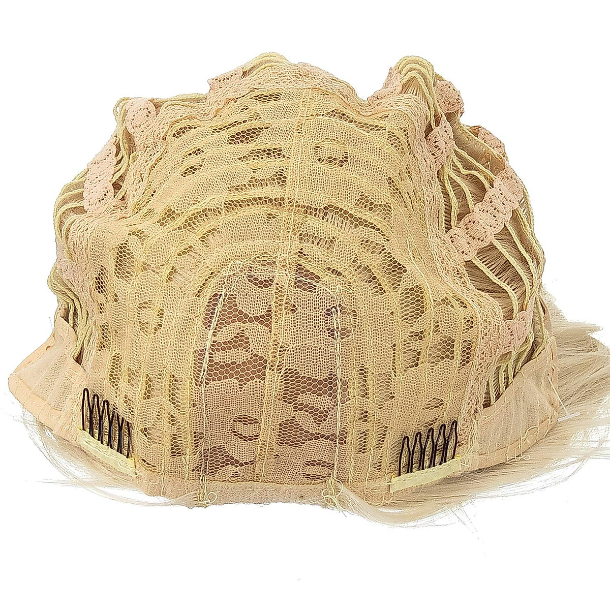 SWACC 14-Inch Short Straight Middle Part Hair Wig Medium Length Synthetic Heat Resistant Wigs for Women with Wig Cap (Platinum Blonde)