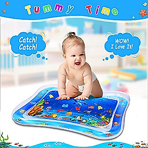 Tummy Time Water Mat Sensory Toys, Gifts for Baby, Baby Activity Center Stimulation 3 to 12 Months Baby Growth, Baby Water Play Mat for Infants and Toddlers