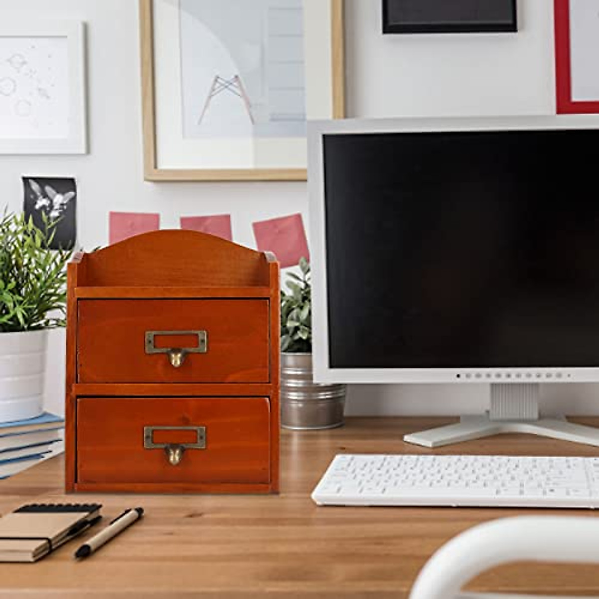 Retro French Design Desk Wooden Storage Box Desk Storage Box for Office