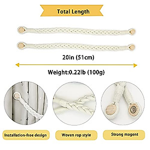 VENLOIS Strong Magnetic Curtain Tiebacks White 2pcs Heavy Duty Curtain Rope Tieback Curtain Holdbacks Holders for Home Bedroom Office Decorative Curtain