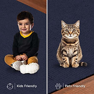 Furnish my Place Ultra Blue 2' x 3' Oval, Solid Area Rug: Stain Resistant, Non-Slip, Washable - Ideal for Bedroom Décor, Perfect for Special Occasions, Made in USA