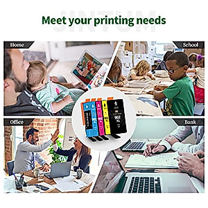 JINTUM Compatible 902XL Ink Cartridges for HP 902 902XL Ink Cartridges Combo Pack for use with HP OfficeJet 6962 6958 6954 OfficeJet Pro 6978 6968 6970 6975 6960(Black, Cyan, Magenta, Yellow, 4-Pack)