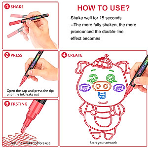 Gunsamg 48 Outline Markers for Teen Girl Gifts Trendy Stuff, Glitter Markers Metallic Markers for Doodle Writing,Art Supplies Crafts for girls 8-12