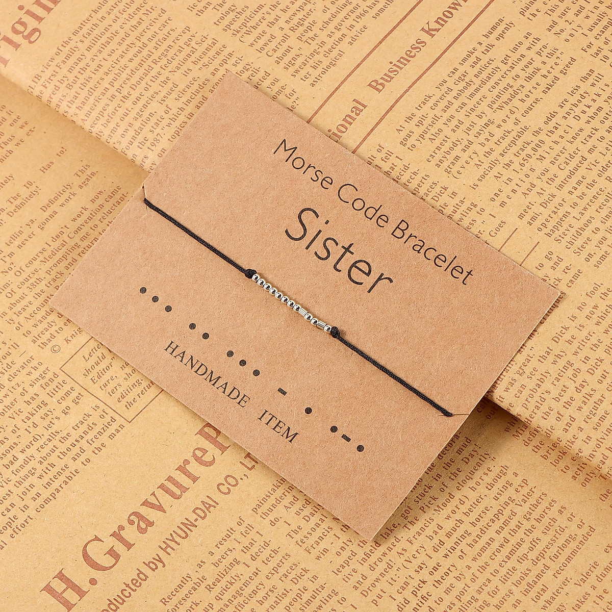 SANNYRA Morse Code Bracelet Stainless Steel Beads on Silk Cord Secret Message Sister Bracelet Jewelry for Her