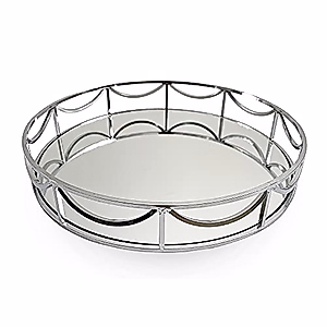 Glass Mirror Tray with Silver Metal Frame Ideal Glass Tray for Vanity, Makeup, Perfume Organizer, Decorative Silver Tray, Table Centre Piece, Vanity Dresser Mirrored Tray, Serving Tray by Cube Home.