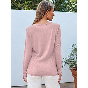 AUTOMET Spring Tops Womens Long Sleeve Shirts Workout Plus Size Tees Fall Outfits Clothes 2025 01pink L