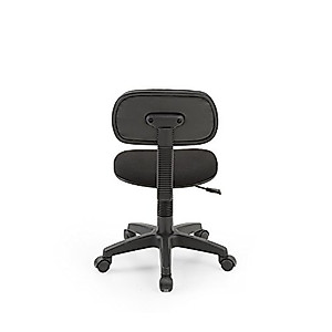Hodedah Armless, Low-Back, Adjustable Height, Swiveling Task Chair with Padded Back and Seat in Black